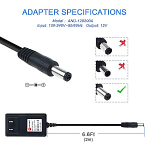 PKPOWER 6.6FT AC Adapter for G-Project G-Boom G-650 G650 Wireless Bluetooth Boombox Speaker Replacement Power Supply Cord Charger- Black