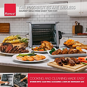 Ronco 6000 Platinum Series Rotisserie Oven, Digital Display, 12-Pound Capacity, Auto Shutoff, Includes Rotisserie Spit, Multi-Purpose Basket, 3 Cooking Functions: Rotisserie, Sear and No Heat Rotation