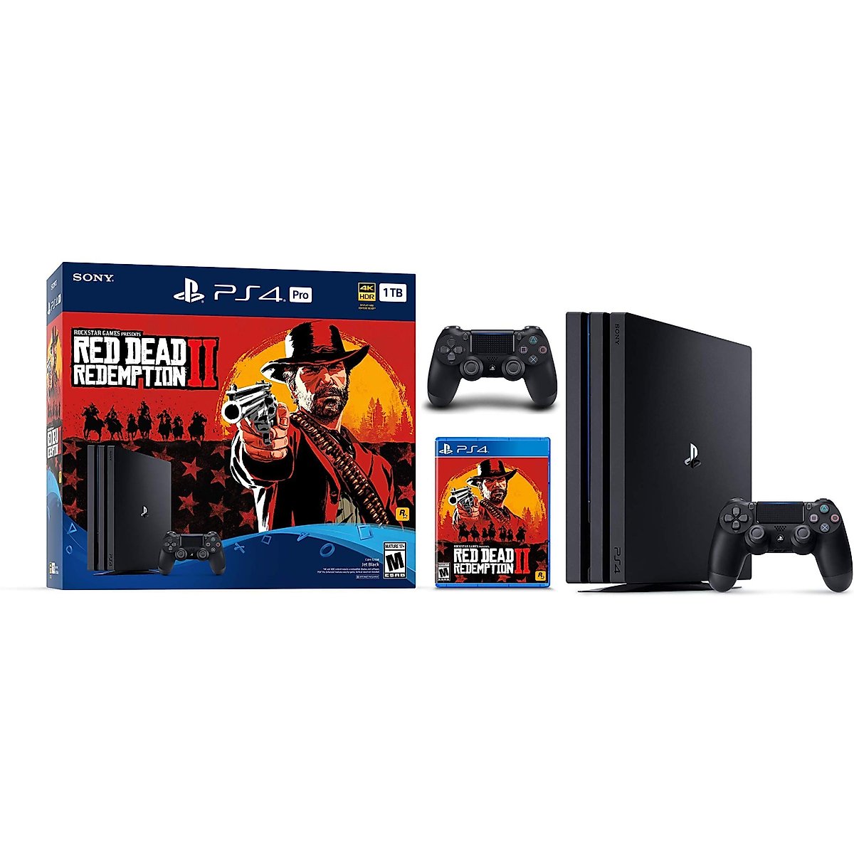 Newest Sony Playstation 4 Pro 1TB SSD Console - Red Dead Redemption 2 Game Bundle with DualShock-4 Wireless Controller, AMD 8 Cores Processor (Renewed)