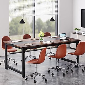 Tribesigns Conference Table, 6FT Meeting Seminar Table Rectangular Meeting Room Table, 70.8L x 31.5W x 29.5H, Brown/Black