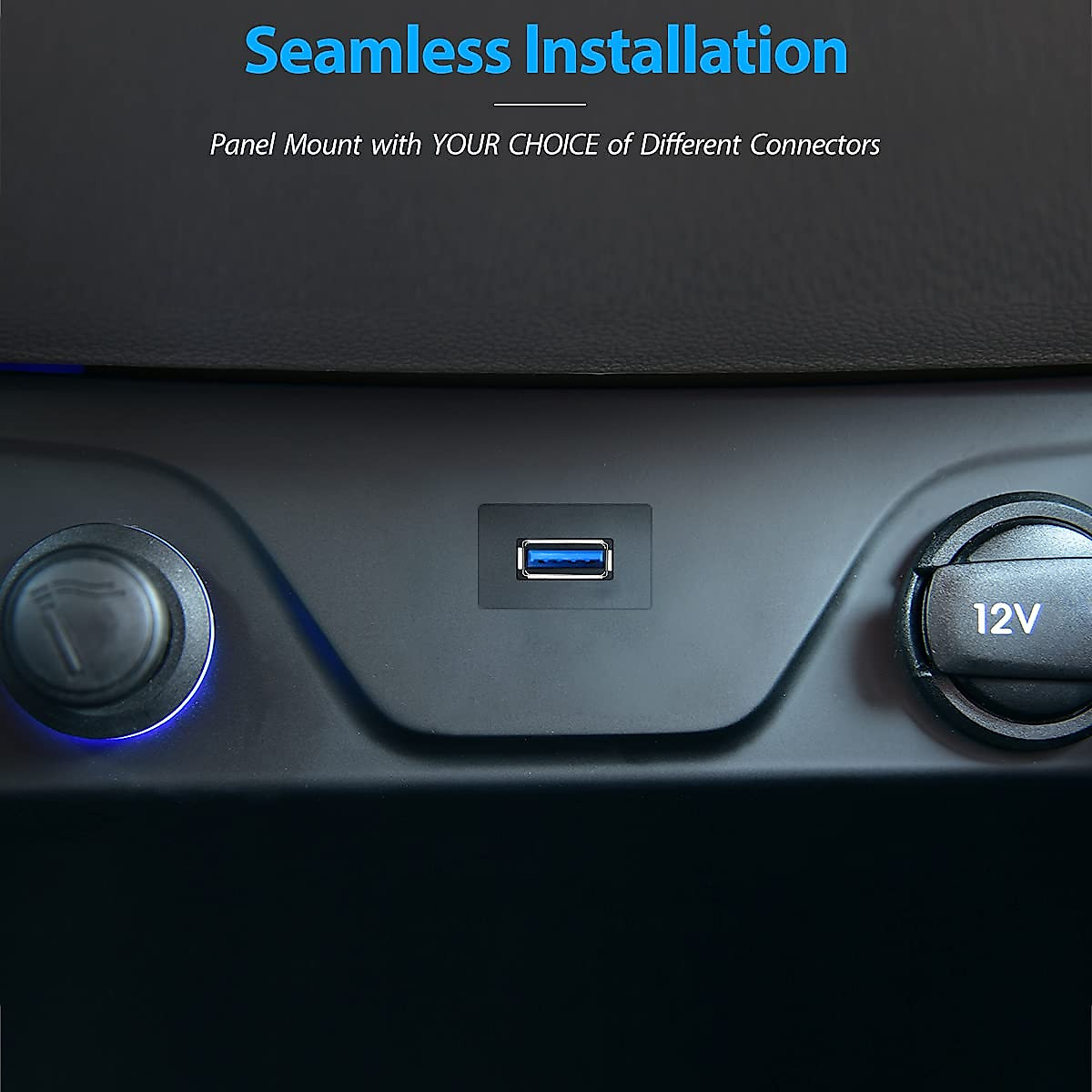 URWOOW USB3.0 Square Flush Mount - 1M 3ft USB 3.0 Extension Mount, Dash Mount, Flush Mount, Panel Mount Cable, for Car, Boat, Motorcycle (3 feet)