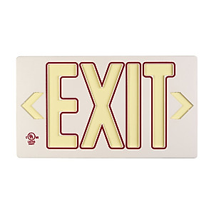 UL Listed 50 foot Jessup Glo Brite 7130-B Exit Sign, Single Sided with Frame, White with Red Outline, 8.75-Inch x 15.5-Inch (Mounts 4 ways, includes bracket and arrows)