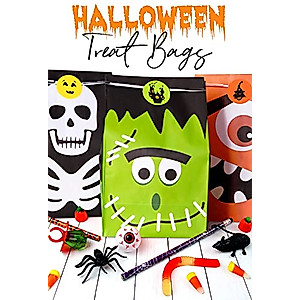 90PCS Halloween Treat Bags Party Favors - Trick or Treat Candy Goodie Gift Bag Stuffer Filler Paper Supplies Decorations with 90 Stickers