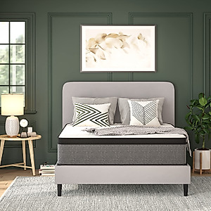 Flash Furniture Capri Comfortable Sleep 13" Euro Pillow Top Hybrid Pocket Spring and Foam Mattress in a Box, Foam and Spring Hybrid Mattress, Queen