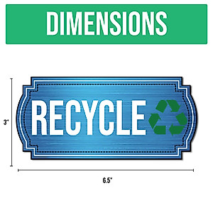 Recycle and Trash Stickers for Kitchen Trash Cans and Recycling Bins, Indoor Trash and Recycle Sticker Combo for Garbage Can Logo Symbol, 2 Decals Adhesives, 6.5 x 3 Inch Elegant Decal for Outdoor