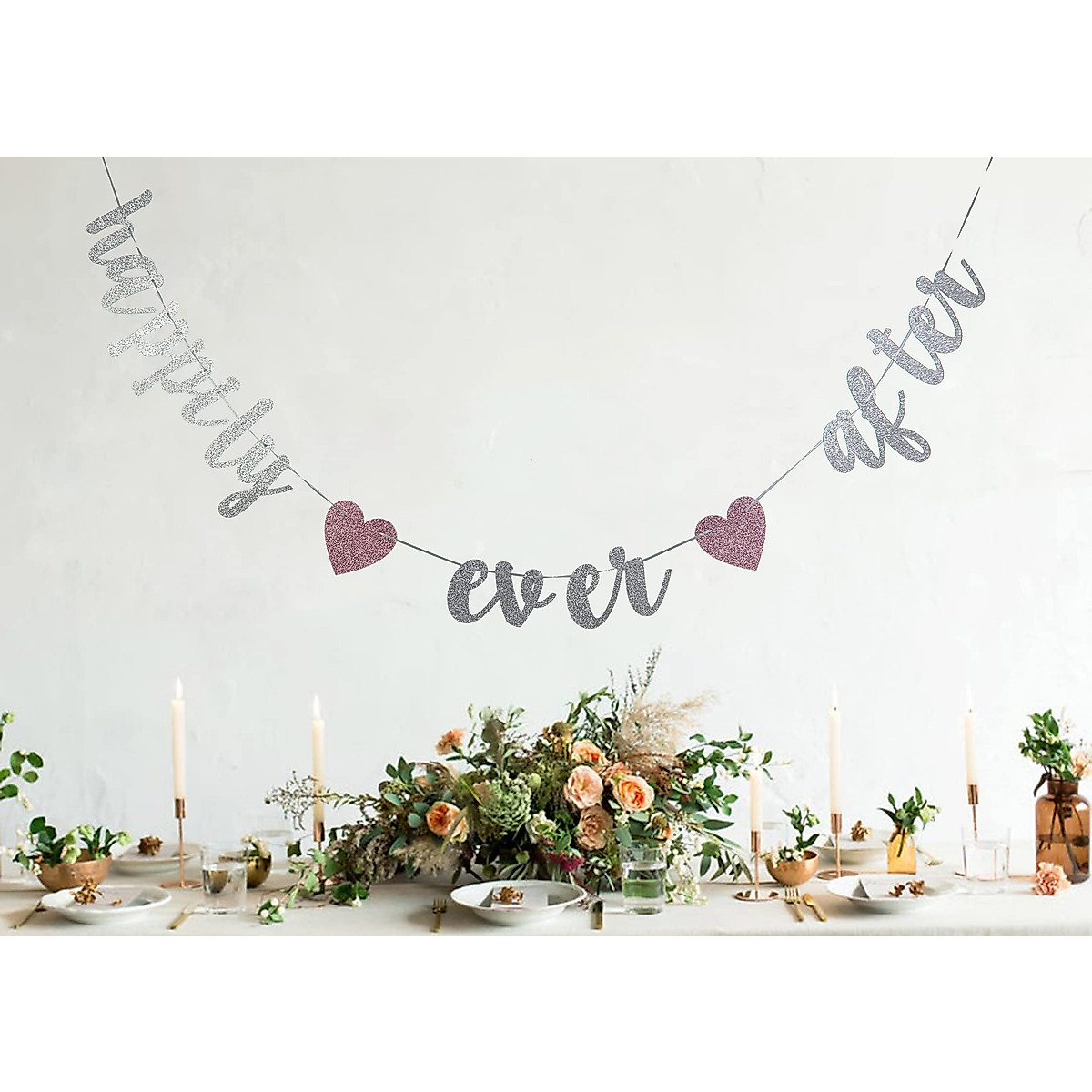zxyxka Happily Ever After Banner, Engaged Bunting Banner-Wedding Anniversary, Bridal Shower Party Decoration Supplies Photo Props(Silver)