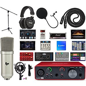 Focusrite Scarlett Solo 2x2 USB Audio Interface Full Studio Bundle with Creative Music Production Software Kit
