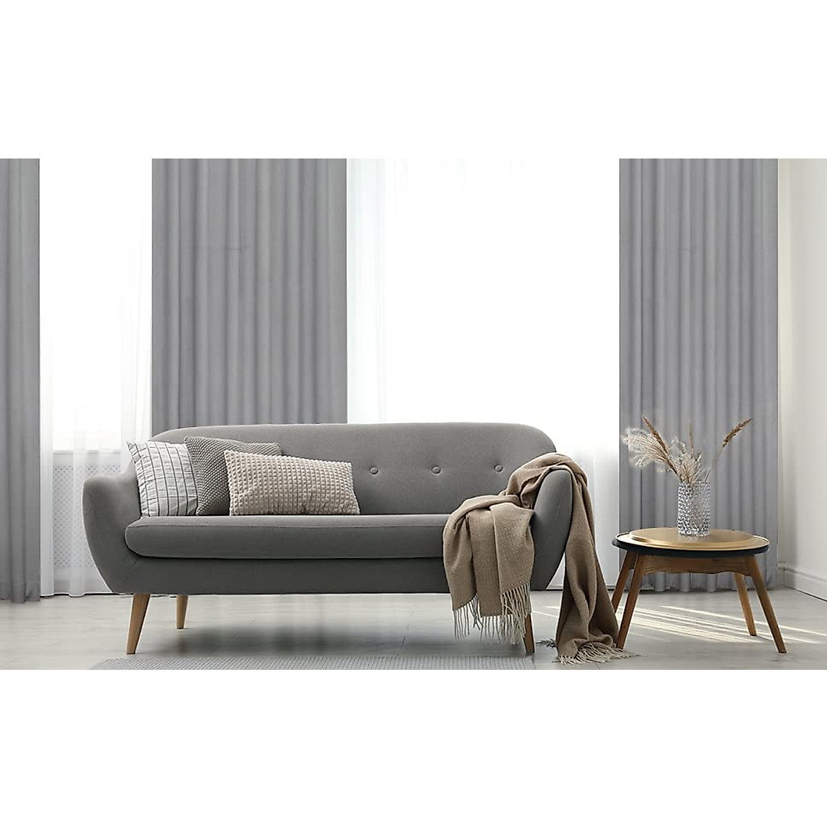 WEST LAKE Velvet Grey Blackout Winter Curtains Room Darkening Window Drapes Super Soft Luxury Drapes for Bedroom Rod Pocket Back Tab Curtains for Living Room Gray 52" Wx63 L,2 Panels