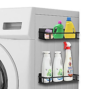 ZYIHAO Magnetic Spice Rack for Refrigerator Magnetic Shelf 4PCS Spice Racks Organizer for Cabinet Hanging Spice Rack Wall Mount Kitchen Organization and Storage Oven Shelf Fridge Organizer, Black