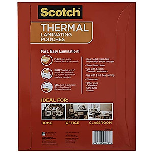Scotch Thermal Laminating Pouches, 50 Pack Laminating Sheets, 3 Mil, 8.9 x 11.4 Inches, Education Supplies & Craft Supplies, For Use With Thermal Laminators, Letter Size Sheets, (TP3854-50-MP)