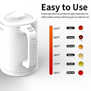 Onlicuf Temperature Control Electric Hot Water Kettle, 6-in-1 Electric Tea Kettle with 304 Stainless Steel Interior,1.5 Liter,Auto-Off & Boil-Dry Protection, Keep Warm, Fast Boiling, BPA Free