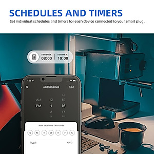 JUNLIT Mini Smart Plug, Smart Plugs That Work with Alexa and Google Home, 15A Smart Outlets with Timer & Group Controller, Timer, Schedule, Easy Setup, No Hub Required, ETL&FCC Certified, 2 Pack