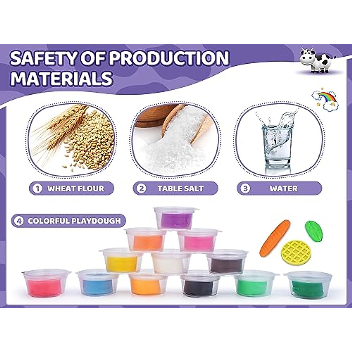 VBACALA Color Dough Toy Dough Tool Set, Clay Food Mold Set with Kitchen Creative Noodle Toys and Cow Ice Cream playdough Machine, 3 4 6 8-Year-Old Boy and Girl Birthday Creative Gifts