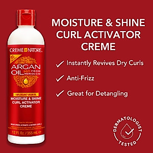 Creme of Nature, Argan Oil Moisture & Shine Curl Activator Crème, Argan Oil of Morocco, 12 Fl Oz