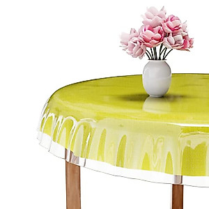 XFasten Heavy-Duty Clear Vinyl Round Table Cloth Cover Protector, 0.3 mm Thick, 70-Inch Transparent Round Plastic Table Cover Protector Pad