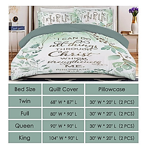 Todeyya Bible Verse I Can Do All Things Duvet Cover (Twin Size) with 2 Pillow Shams, Microfiber Lightweight 3pcs Comforter Cover Set Coverlet, with Zipper Closure Bedding All-Season