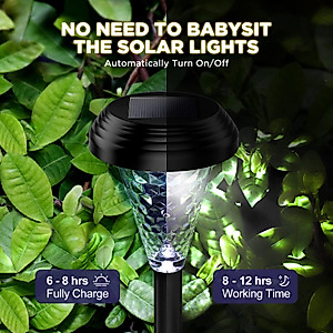 Minord Ultra Bright Solar Lights Outdoor Waterproof, [Up to 12H Lighting / Stainless Steel] Solar Outdoor Lights Auto On/Off, LED Garden Lights Solar Powered for Yard Patio Pathway Landscape