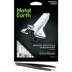 Metal Earth Fascinations Space Shuttle Discovery Color Version 3D Metal Model Kit Bundle with Tweezers