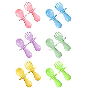 12 Pcs Baby Spoons and Forks for Baby Leading Weaning, Toddler Utensils, Baby Spoons First Stage, Baby Utensils for Self-Feeding