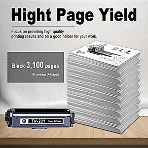 Feromyink Compatible TN221 TN-221 Toner Cartridge Replacement for Brother HL-3140CW 3150CDN 3170CDW MFC-9130CW 9340CDW DCP-9015CDW 9020CDN Printer (Black,3-Pack)