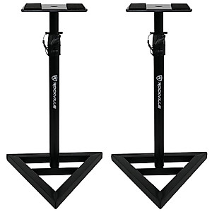 Rockville RVSM1 Pair of Near-Field Studio Monitor Stands w/ Adjustable Height,Black