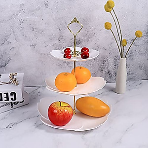 3 Tier White Cupcake Stand, Plastic Dessert Display Serving Tray for Birthday Home Party Baby Shower Wedding (2 Pcs)