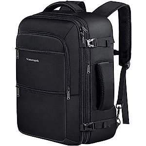 Vancropak Travel Backpack, 40L Flight Approved Carry On Backpack for Men & Women, Expandable Large Luggage Backpack Daypack Water Resistant Lightweight Business Weekender Bag, Black