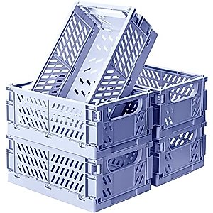 monomono Mini Stackable Plastic Baskets - 5-Pack, Cute and Compact Solution for Home and Office Organization (5.9x3.9x2.2 in, Blue)