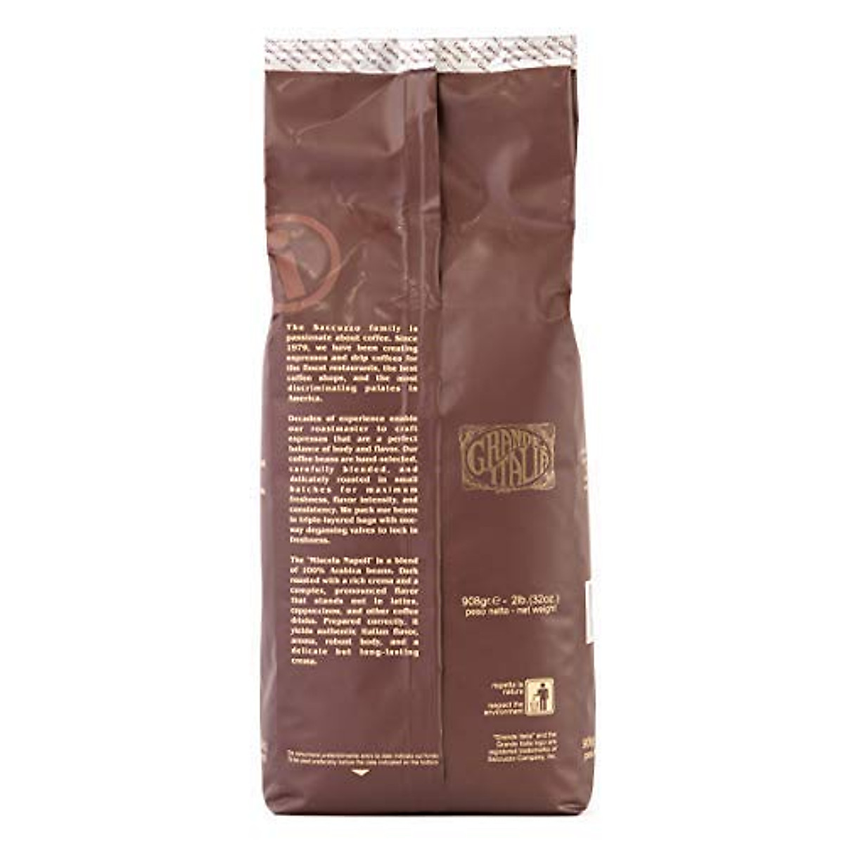 Grande Italia Espresso; Small Batch Artisan Roasted Miscela Napoli, 2 Lbs. bag