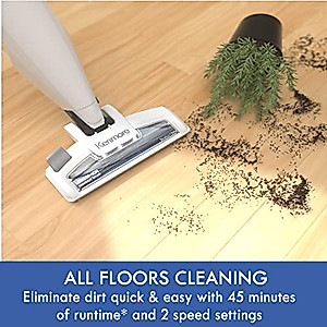 Kenmore DS1030 Cordless Stick Vacuum Lightweight Cleaner 2-Speed Power Suction LED Headlight 2-in-1 Handheld for Hardwood Floor, Carpet & Pet Hair, White