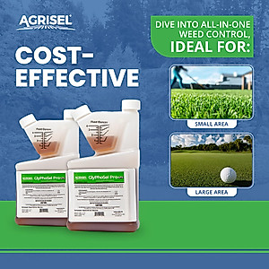 Agrisel GlyPhoSel Pro Weed Killer, Tackles Hard-to-Kill Weeds, Low-Odor, Easy Mixing, Pet Safe, 32 Ounces