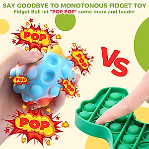 2 Pack Pop Stress Balls Fidget Toys, Fidget Ball Pop Squeeze Ball, Push Pop Bubble Squishy Ball Fidget Toy, Stress Relief Sensory Toys Bath Toys for Toddlers Game Balls Easter Gifts for Kids Adults