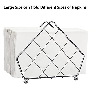 Lxmons Vertical Napkin Holder for Dining Table Décor, Freestanding Metal Paper Holder for Kitchen Countertop, Heavy Duty Napkin Paper Organizer, Durable Tissue Stand for Home Restaurant, Silver Chrome