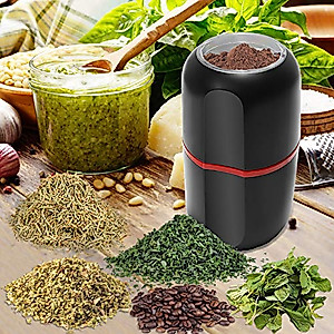 Herb Grinder Electric, Turimon Large Herbal/Coffee Grinders / Mill / Crusher for Spice and Herbs With Cleaning Brush - Black - 4.2 oz Capacity