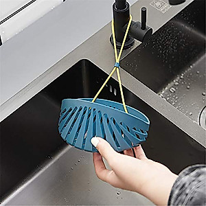 SDUSEIO Kitchen Sink Shelf Soap Sponge Drain Rack Holder Hanging Basket Storage Kitchen Organizer Sink Accessories Sink Caddy for Kitchen Bathroom, (Blue）