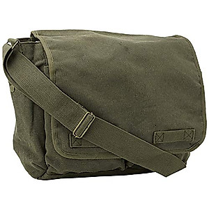 ARMYU Olive Green Original Heavyweight Classic Military Messenger Bag + Pin