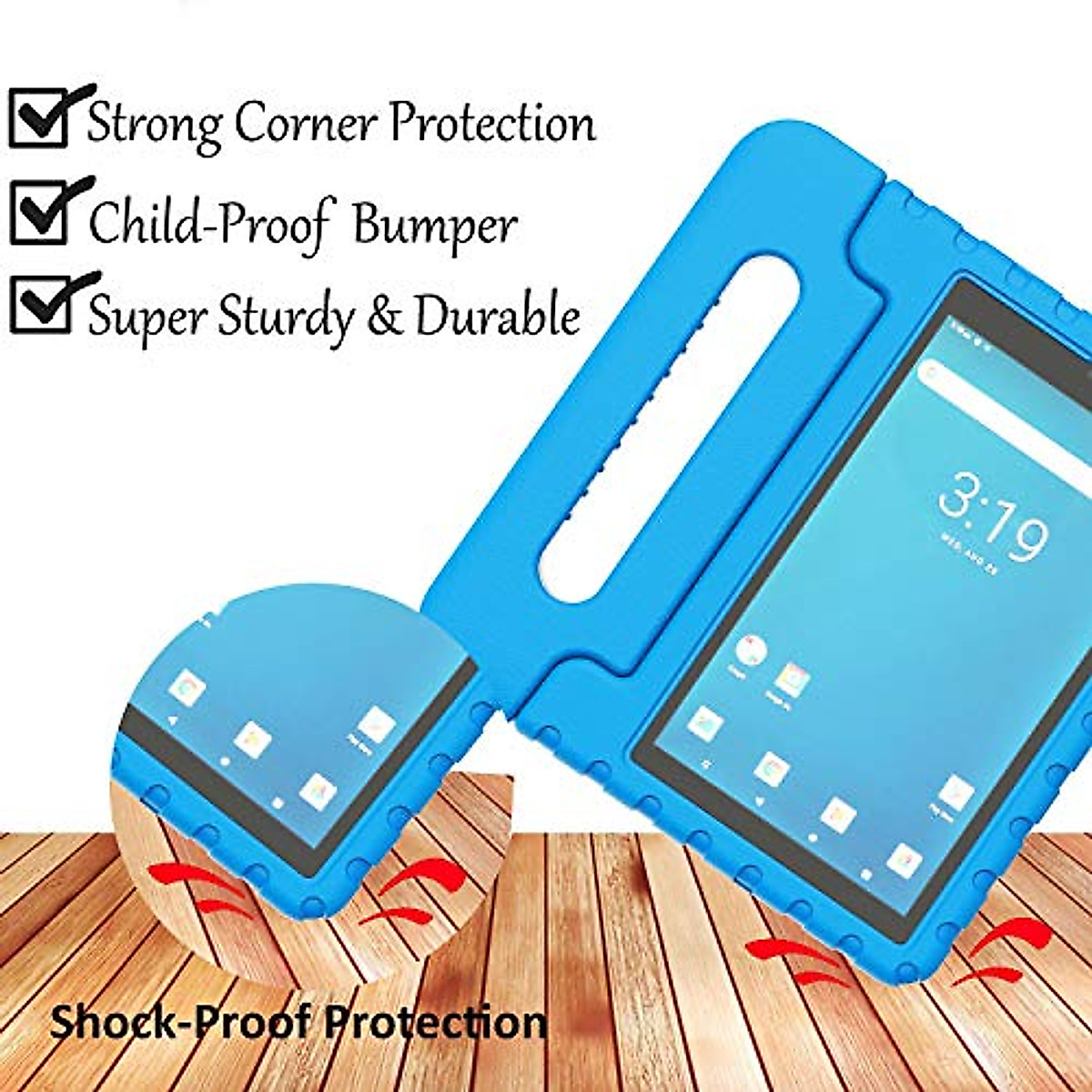 LTROP Onn 7 Inch Tablet Case, Surf Onn 7 Tablet Case, Shockproof Handle Stand Child Proof Case for Walmart Onn 7" Tablet Android 2020/2019 (Model: 100005206/100015685) - Blue