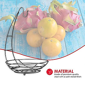 Home Basics Simplicity Open Steel Wire Fruit Bowl with Detachable Banana Hanger (1), 11.75 x 11 x 14.75
