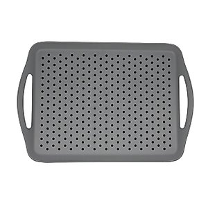 ChopMaster Rectangular Anti Slip Serving Tray with Handle (Large, Grey)