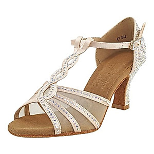 Very Fine Womens Dance Shoe Delphine Ballroom Latin Salsa Tango Cha Cha Waltz Flesh Satin 2.5" Heel 8.5 M