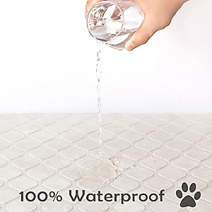 fuguitex Waterproof Dog Blanket Bed Cover Dog Crystal Velvet Moroccan Fuzzy Cozy Plush Pet Blanket Throw Blanket for Couch Sofa(40 * 60 inch, Cream+Beige)