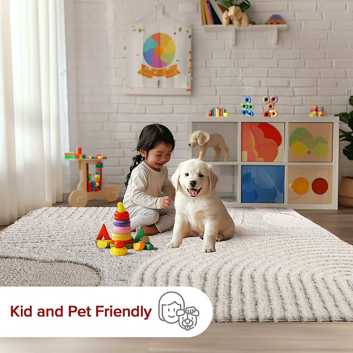 nuLOOM Gloria Abstract Shag Area Rug, 7x9, Beige