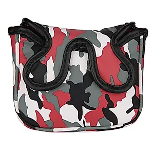 Golf Builder Red Camouflage Golf Club Square Mallet Putter Head Cover for Center Shaft Putters with Magnetic Closure