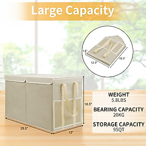 LOVSTORAGE Large Toy Box for Boys Girls Toy Chest Kids Toy Storage Organizer Collapsible Toy Storage Bin Basket with Two Mesh Pockets for Nursery Playroom Bedroom Living Room Organization