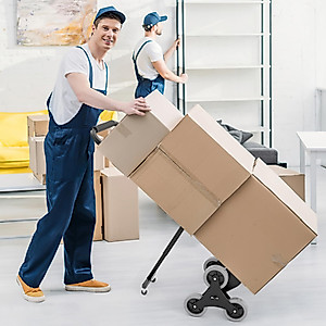 Oarlike Stair Climbing Dolly Cart with 330 lbs Capacity, Heavy Duty Stair Climber Cart with Rope and Telescoping Handle, Foldable Hand Truck with Wheels for Shopping, Moving (Black)