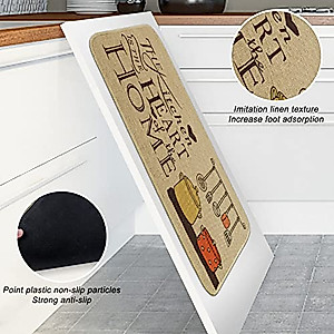 comfoyar Kitchen Rugs Set, 2 Pieces Kitchenware Style Non Slip Kitchen Mat, Easy to Clean Comfort Standing Mats for Kitchen, Home, Office, Laundry (16"x24" + 16"x47")