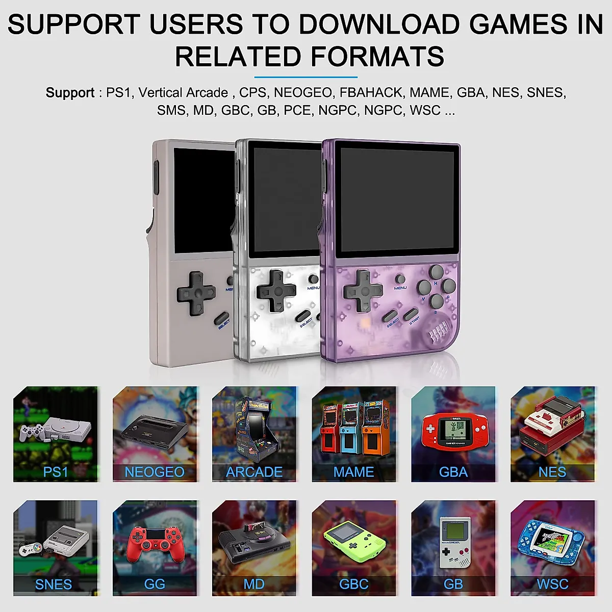 Anbernic RG35XX Handheld Game Console Retro Games Consoles with 3.5 Inch IPS Screen 64G TF Card 5474 Classic Games 2100mAh Battery Support Linux and Garlic Dual Stylem, HDMI and TV Output Gray