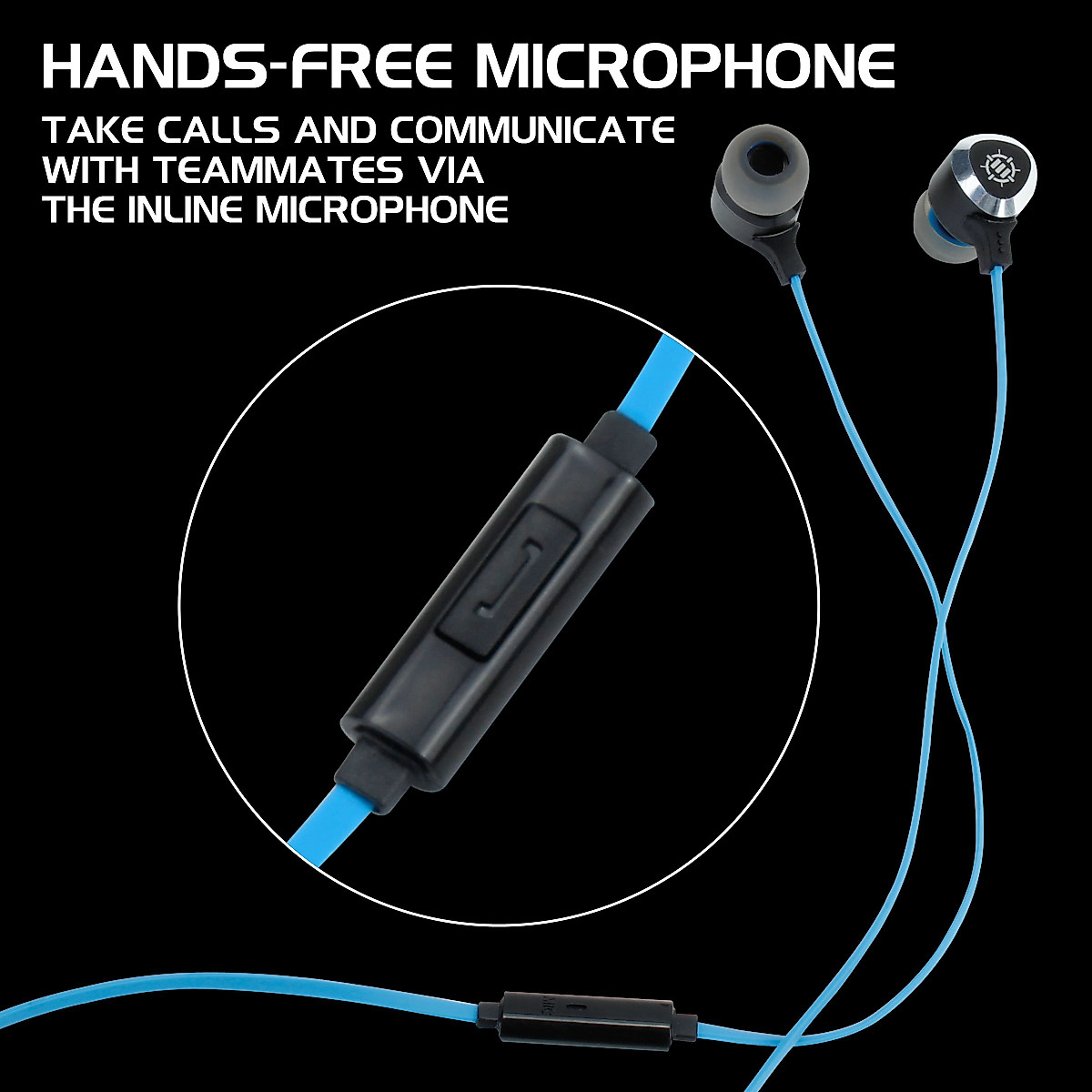 ENHANCE Mobile Gaming Earbuds for PS4, PC, Xbox One & Nintendo Switch with Bass Vibration Feedback & Microphone - Full Metal Housings, Noise Isolating, in Ear Hooks & Tangle Free Cable