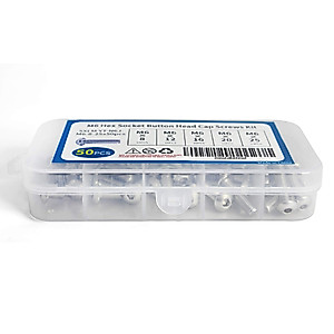 M6 x 8mm 12mm 16mm 20mm 25mm Button Head Socket Cap Screws Bolts, 304 Stainless Steel, Bright Finish, Metric Allen Hex Drive, Fully Threaded, 50PCS