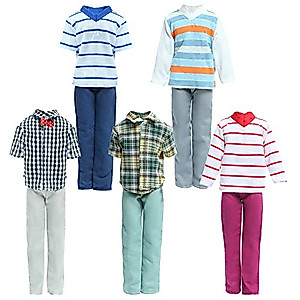 BJDBUS 5 Sets Casual Wear Shirt Trousers Doll Clothes for Boy Dolls